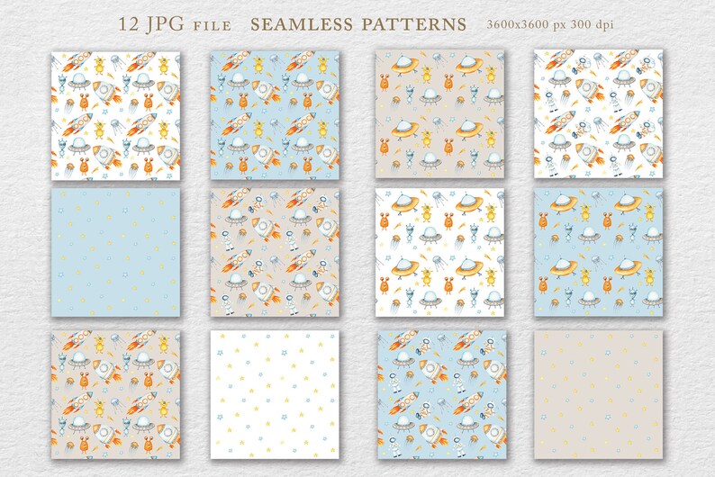 Watercolor Space Digital Paper Pack Outer Space Seamless | Etsy