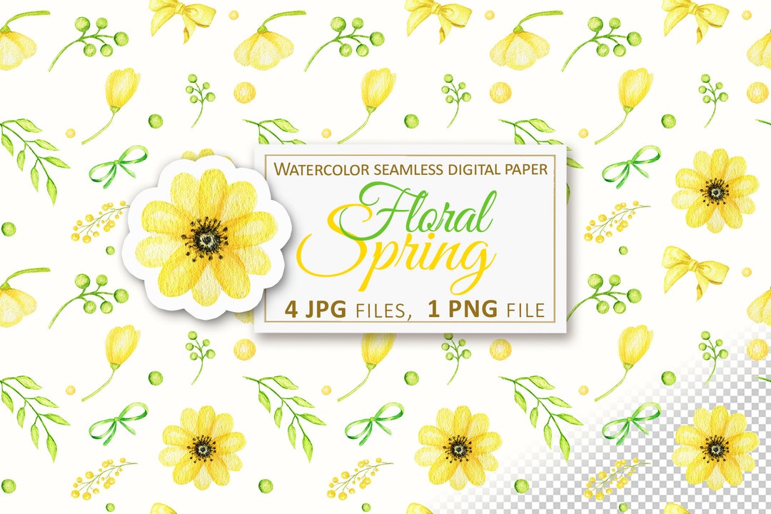 Watercolor Spring Flowers Digital Paper Pack, Floral Scrapbook ...