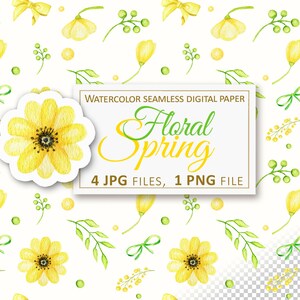 Watercolor Spring Flowers Digital Paper Pack, Floral Scrapbook ...