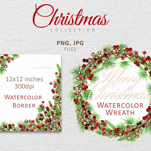 Christmas Clipart Wreath - Etsy