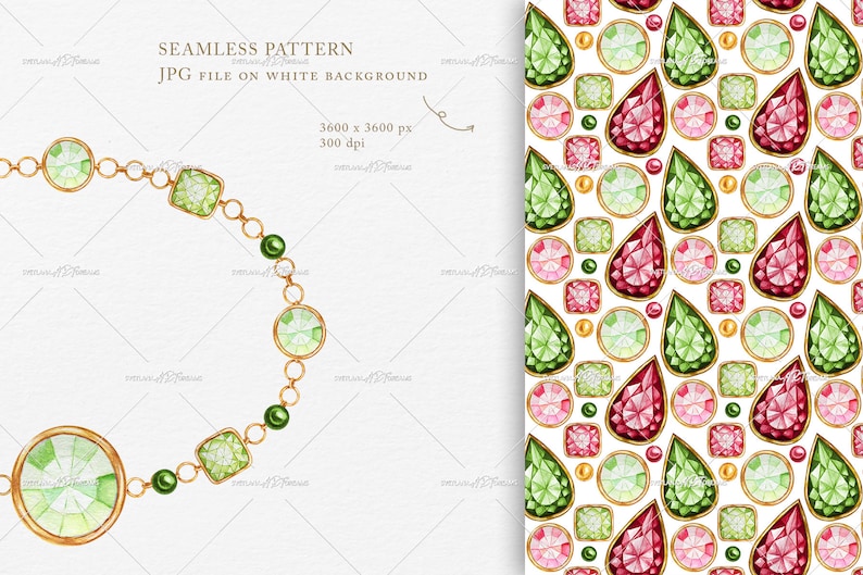 Crystal Diamonds Jewelry Clipart Watercolor Set for Shop Logo Design ...