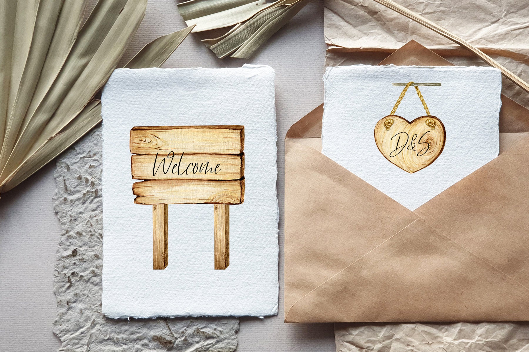 Watercolor Wooden Signs Clipart, Wood Arrow Boards, Rustic Wood Planks ...