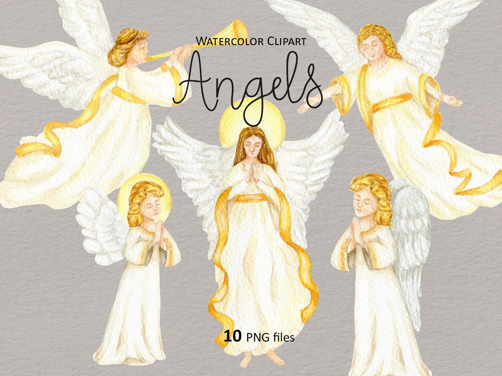 Angels Christmas Watercolor Clipart, Baby Angel Christian Baptism ...