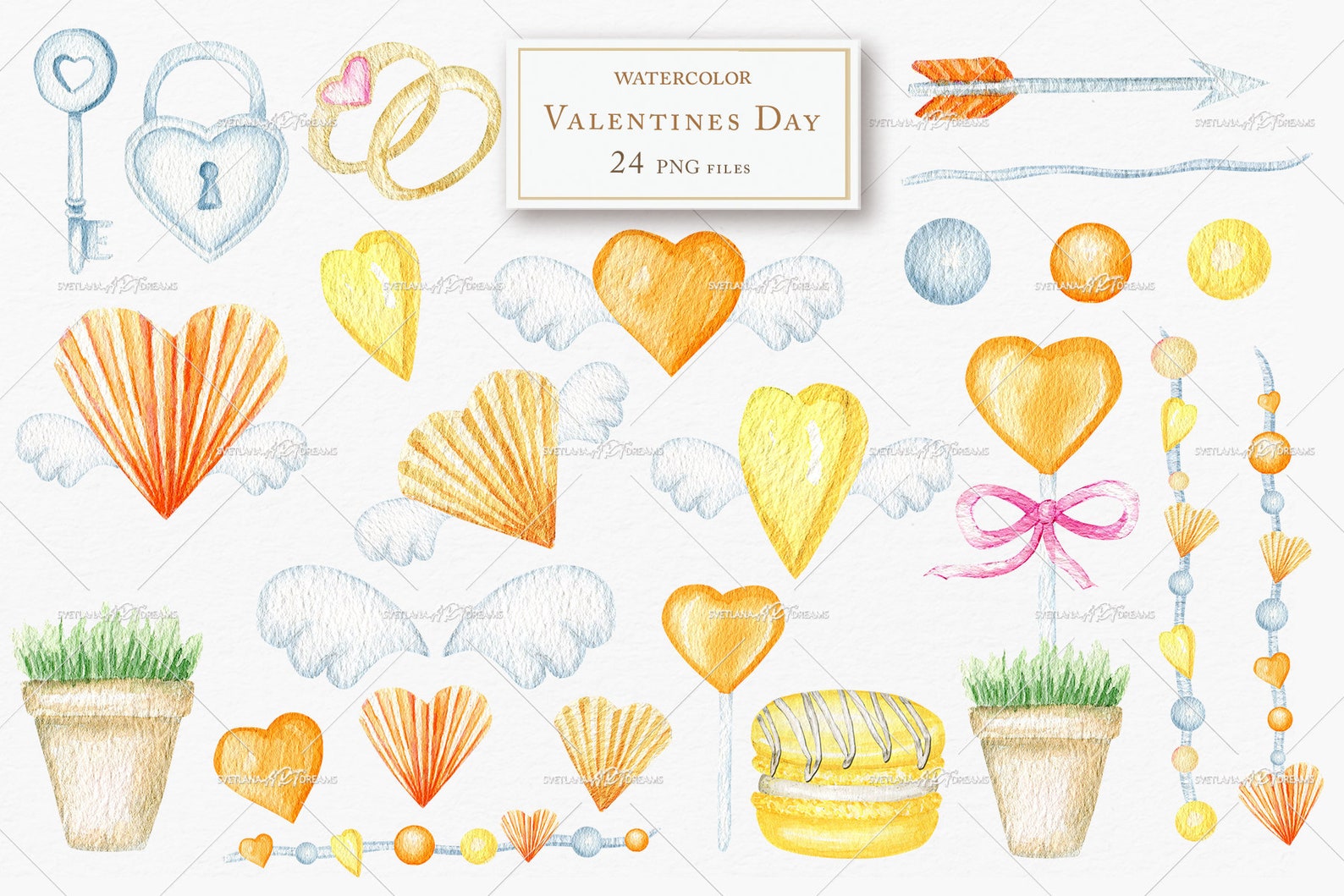 Valentines Day Watercolor Clipart Bundle, Love Stickers, Valentine's ...