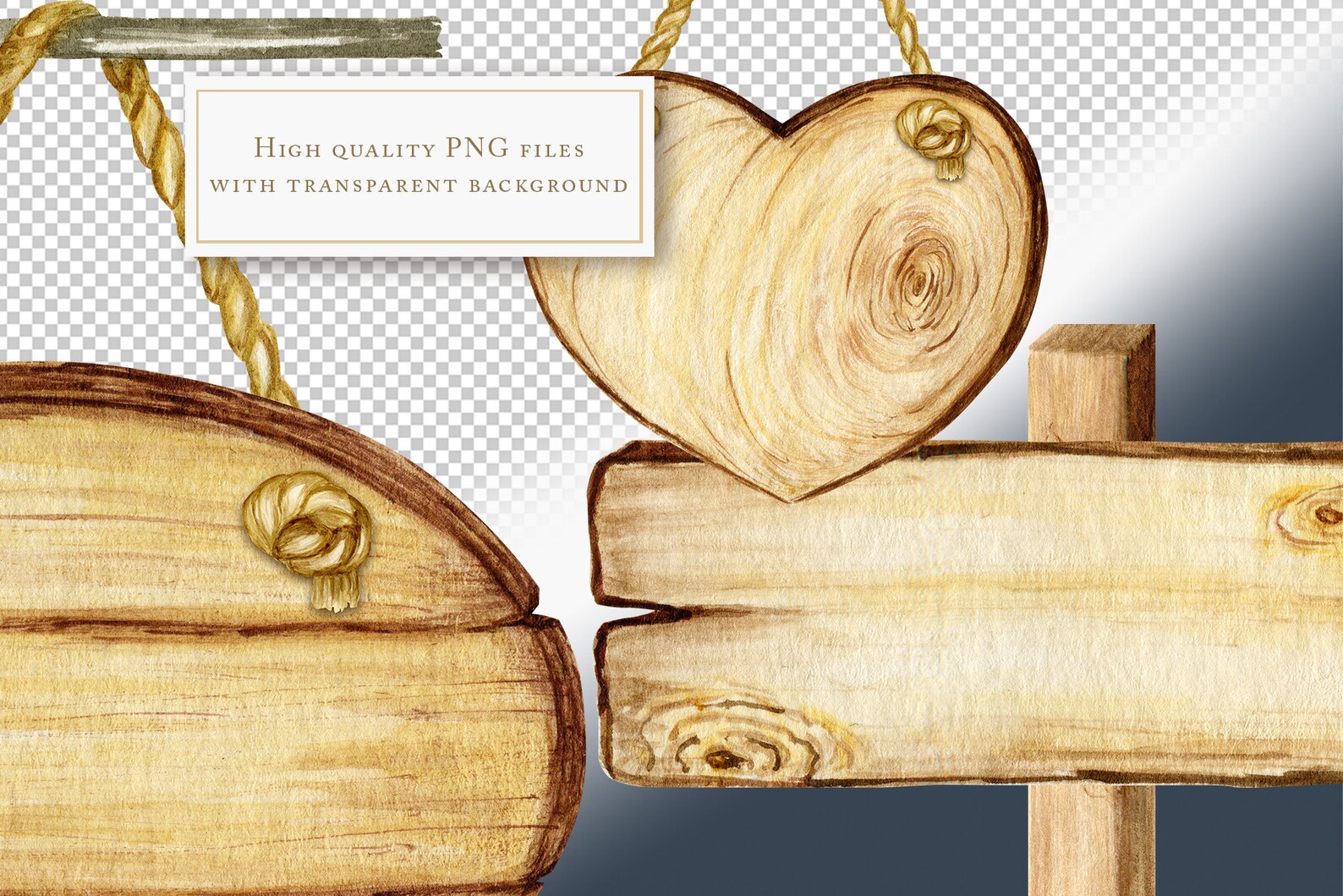 Watercolor Wooden Signs Clipart, Wood Arrow Boards, Rustic Wood Planks ...
