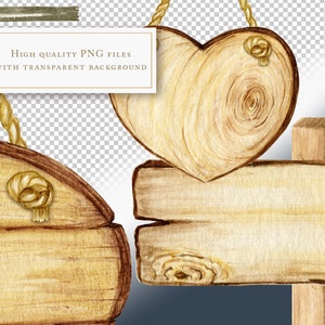 Watercolor Wooden Signs Clipart, Wood Arrow Boards, Rustic Wood Planks ...