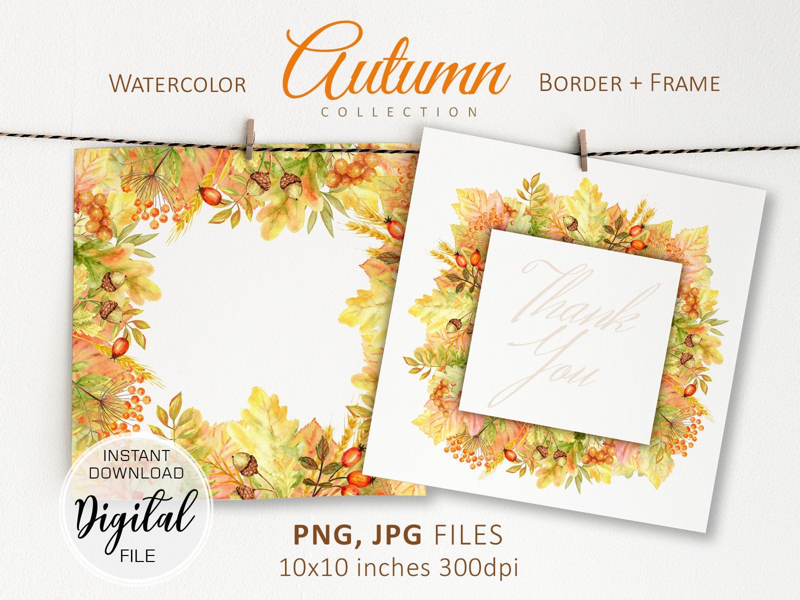 Watercolor Autumn Border PNG Clipart, Fall Leaves Frames Social Media ...