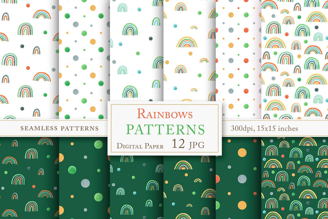 Watercolor RAINBOW Digital Paper Set Hand Painted Nursery Art - Etsy