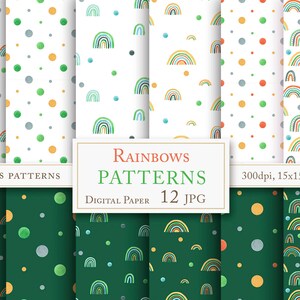 Watercolor RAINBOW Digital Paper Set Hand Painted Nursery Art - Etsy