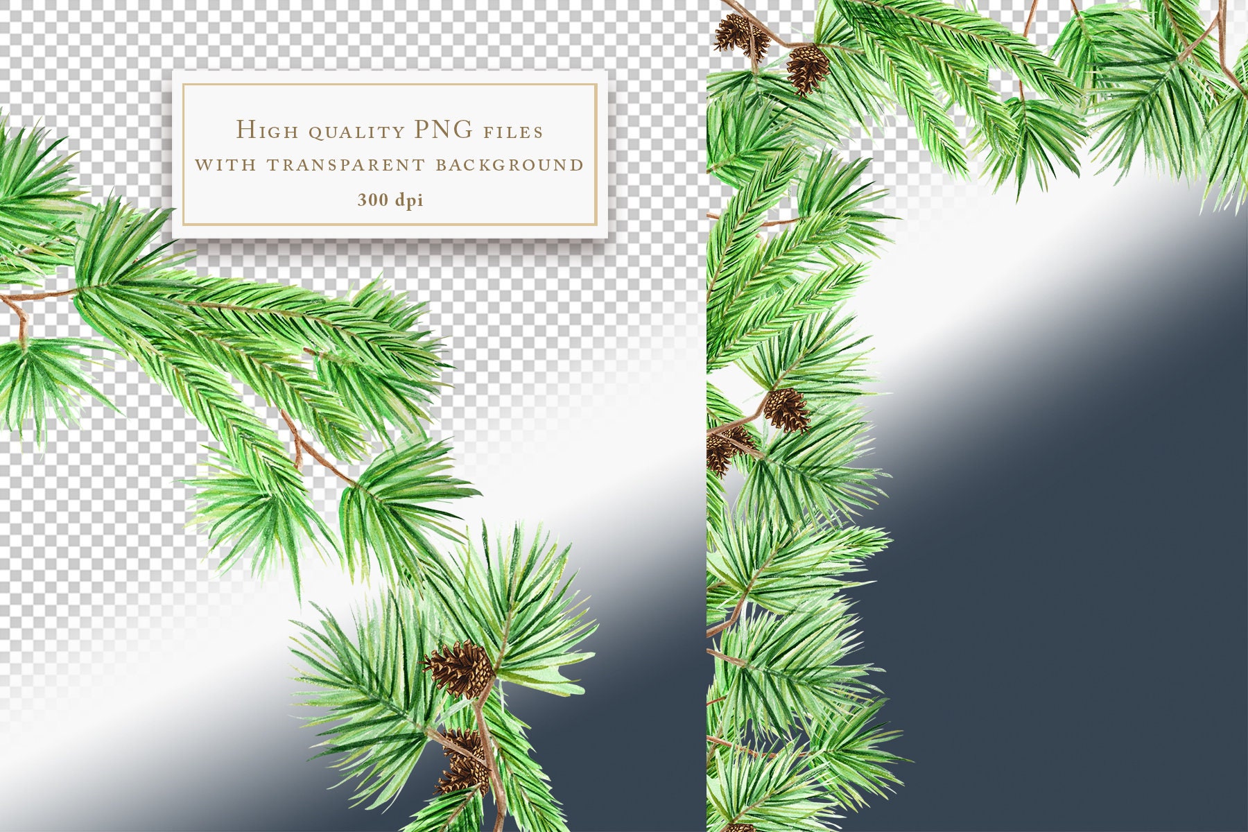 Watercolor Christmas Wreath PNG Winter Frame Clip Art, Holiday Xmas ...