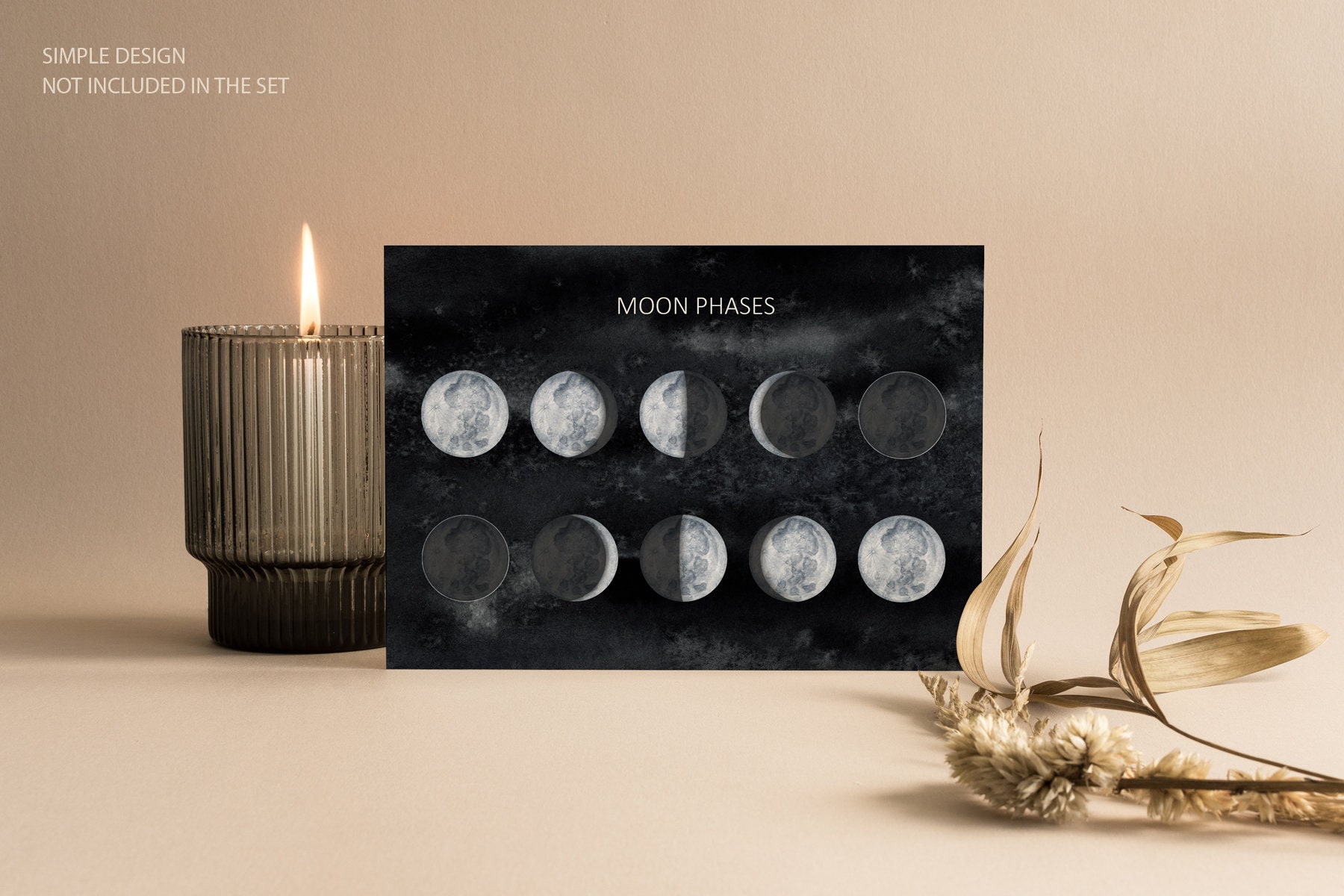 Watercolor Moon Phases Clipart, Lunar Chart Digital Download, Moon ...