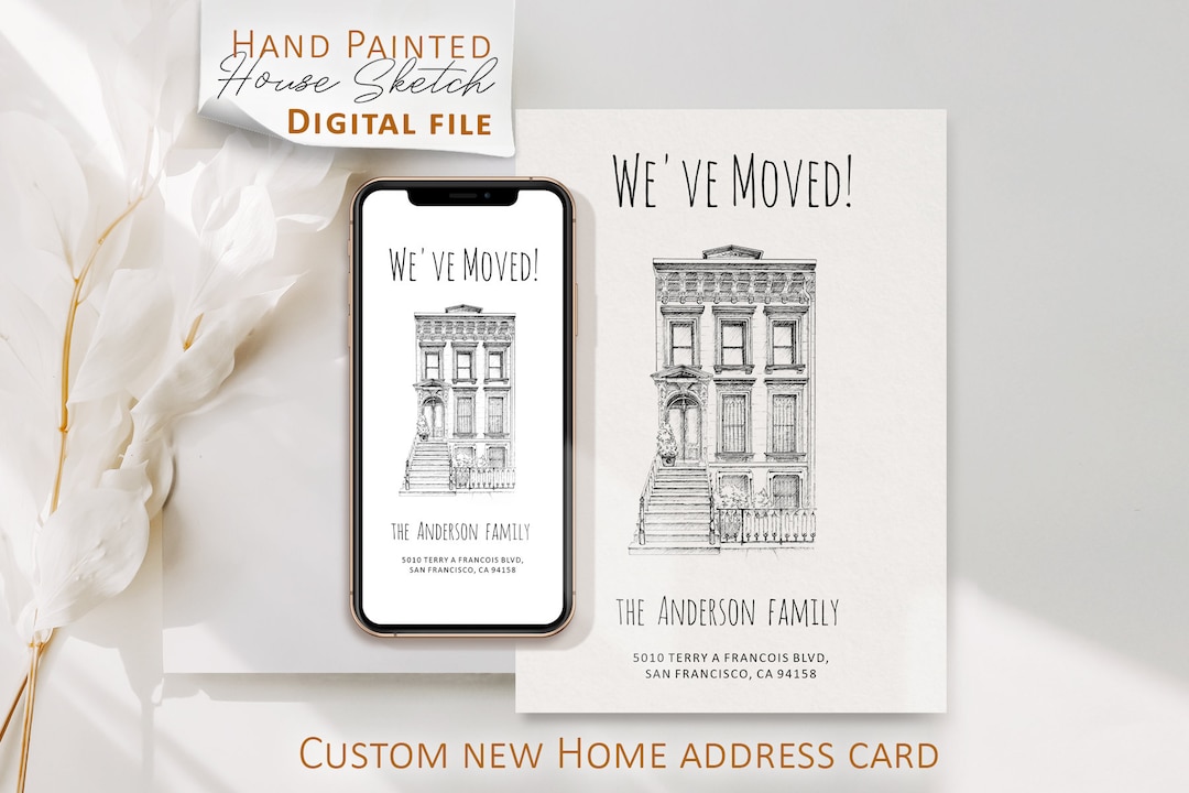 Moving Announcement Card, Custom New Home Address Card With Hand ...