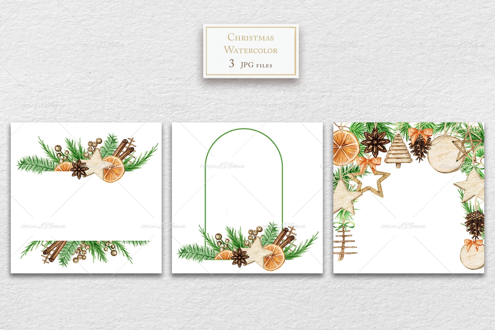 Watercolor Christmas Border PNG Clipart, Boho Style Greenery Social ...