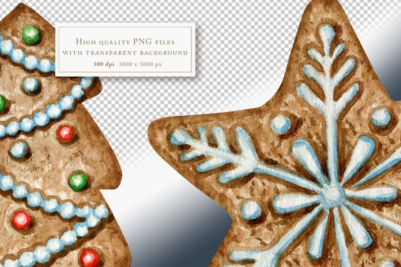 Watercolor Christmas Gingerbread Cookies Clipart, Santa Cookie ...