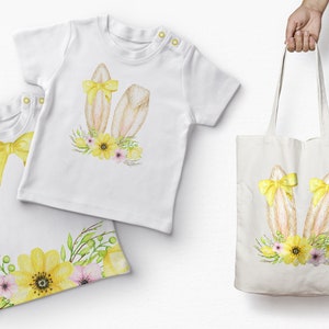 Easter Bunny Ears Clipart, Watercolor Spring Holyday Rabbit Ears With ...