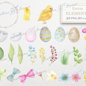 Watercolor Happy EASTER Clipart, High Quality Hand Painted Spring ...