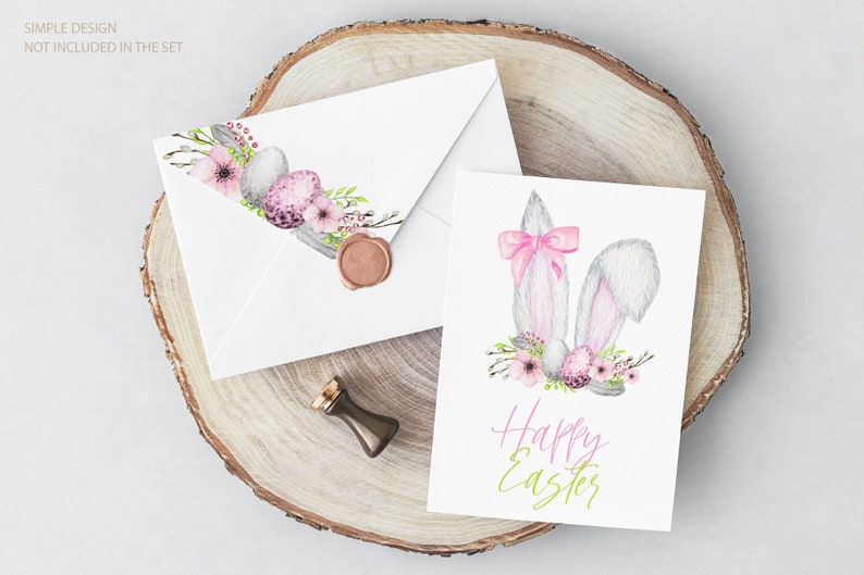 Easter Bunny Ears Clipart, Watercolor Spring Holyday Rabbit Ears With ...