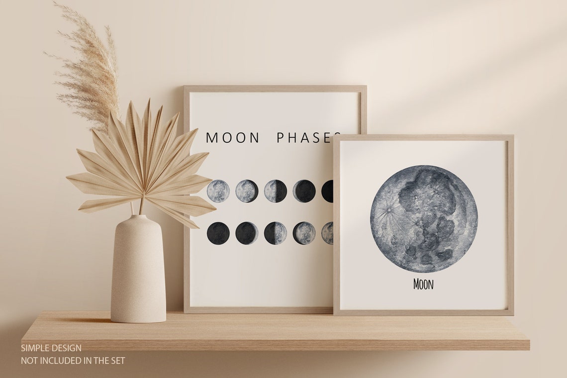 Watercolor Moon Phases Clipart, Lunar Chart Digital Download, Moon ...