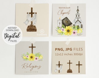 Watercolor Christian Church PNG Clipart. Religious Event Decor ...