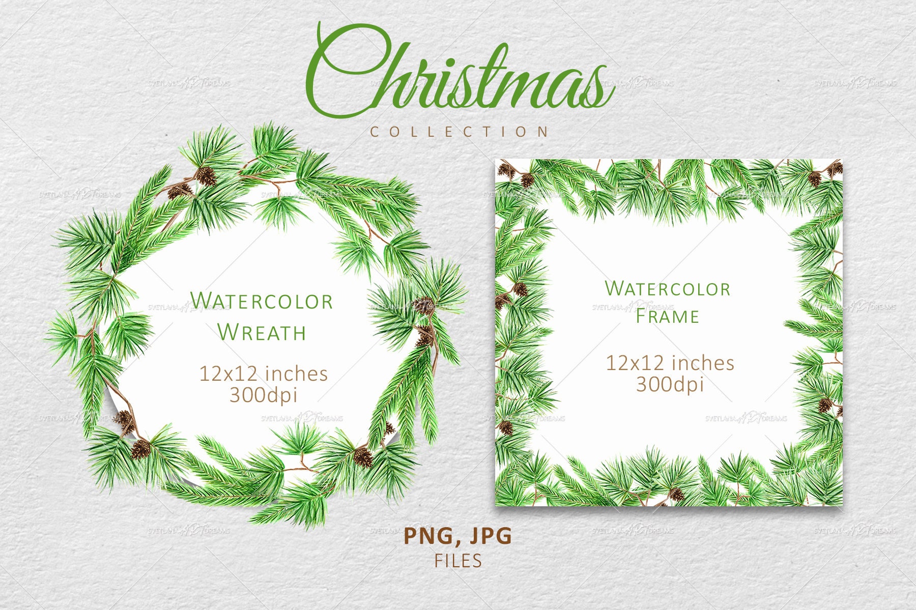 Watercolor Christmas Wreath PNG Winter Frame Clip Art, Holiday Xmas ...