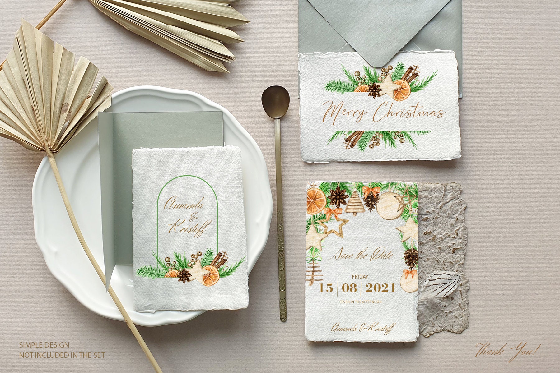 Watercolor Christmas Border PNG Clipart, Boho Style Greenery Social ...