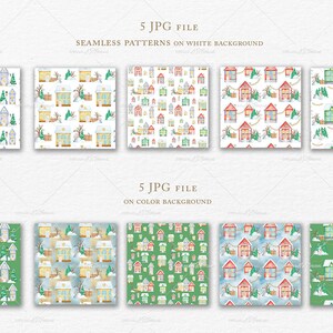 Christmas Winter Houses Digital Paper Watercolor Set Kids - Etsy