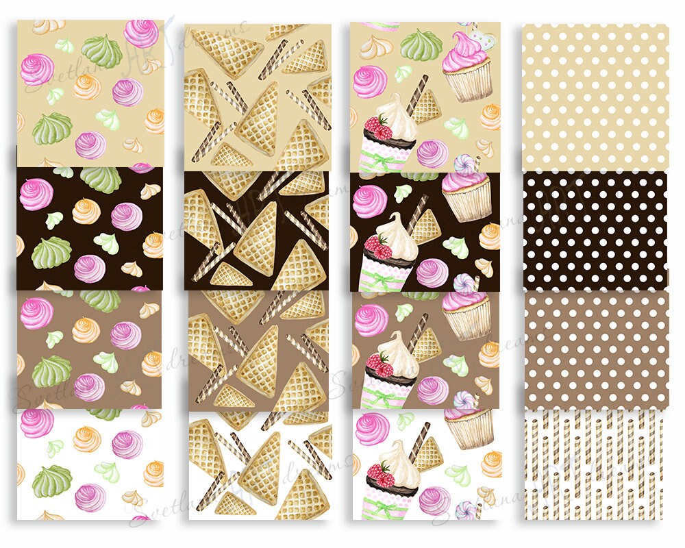 Cakes and Sweets Watercolor SEAMLESS Pattern Background. Baking Fabric ...