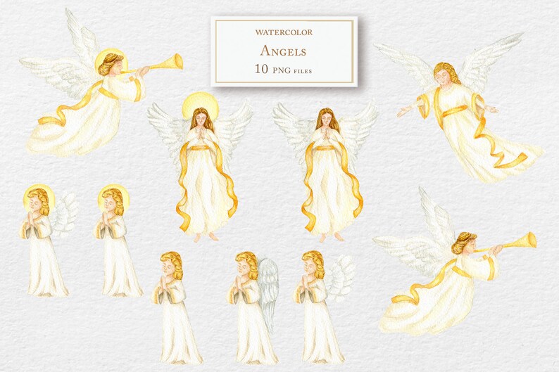 Angels Christmas Watercolor Clipart, Baby Angel Christian Baptism ...