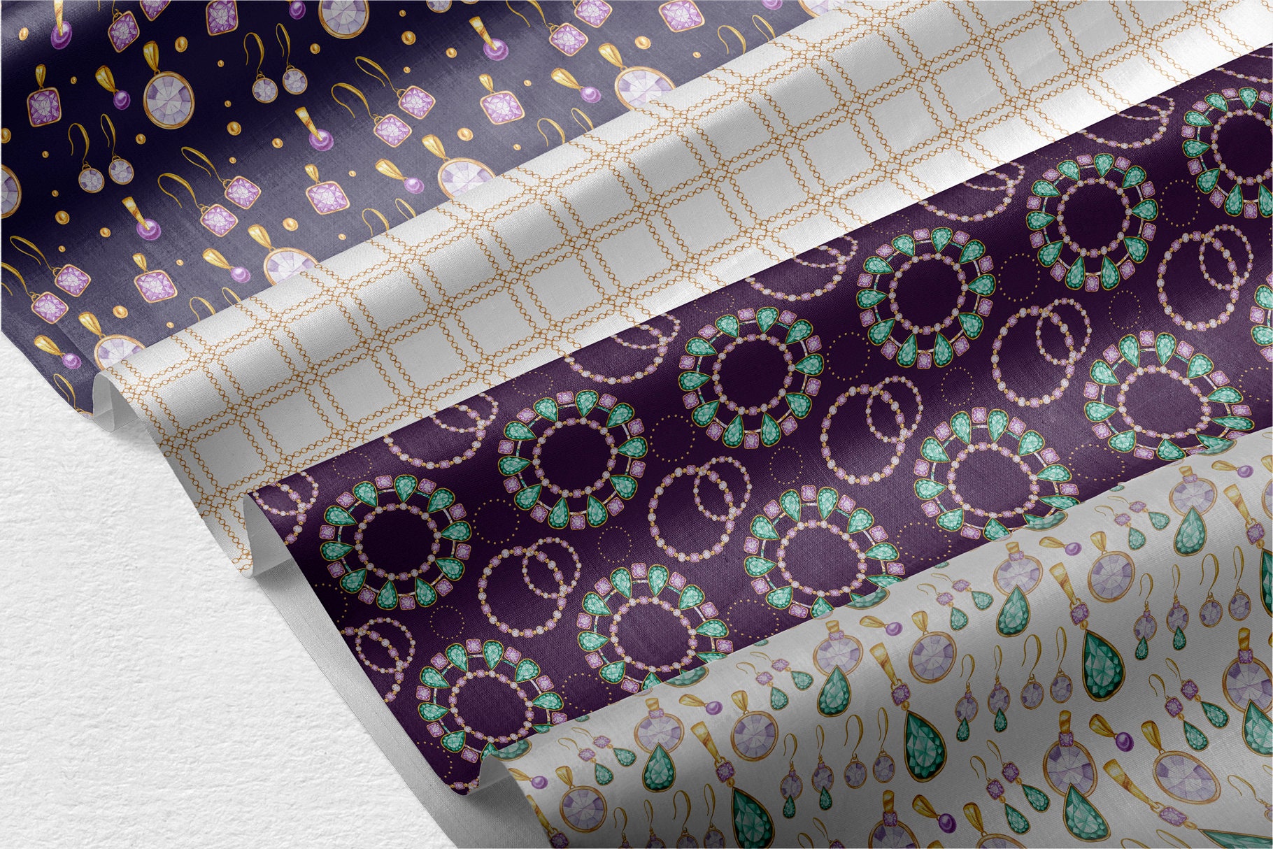 Crystal Diamonds Jewelry Digital Paper Watercolor Set, Gemstone ...