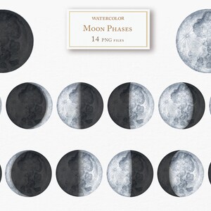 Watercolor Moon Phases Clipart: Lunar Chart (digital Download) 105 - Etsy