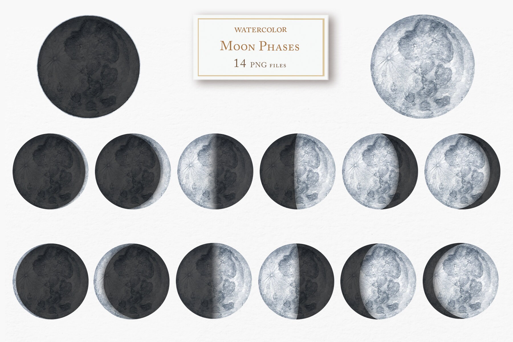 Watercolor Moon Phases Clipart: Lunar Chart (digital Download) 105 - Etsy