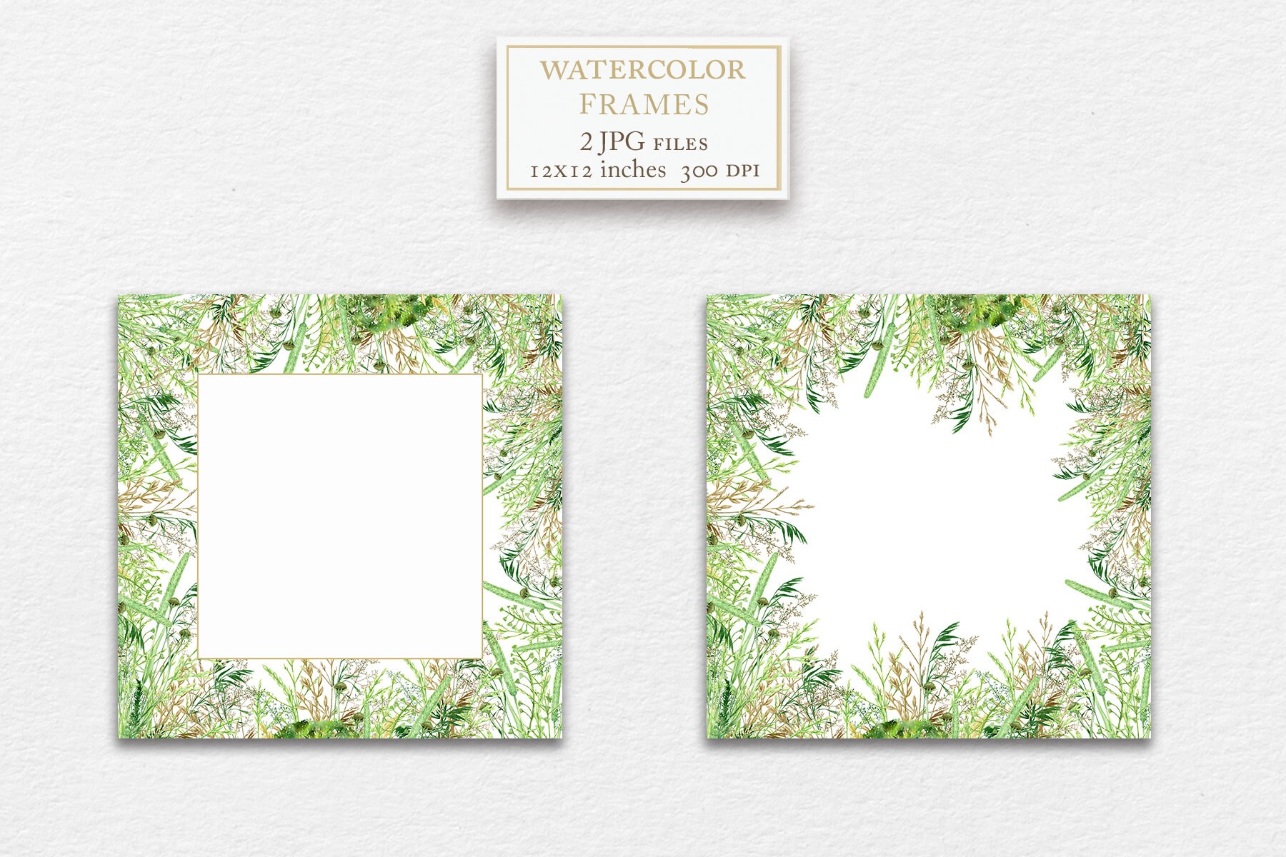 Watercolor Geenery Border PNG, Floral Frame Field Grass, Wild Herbrs ...