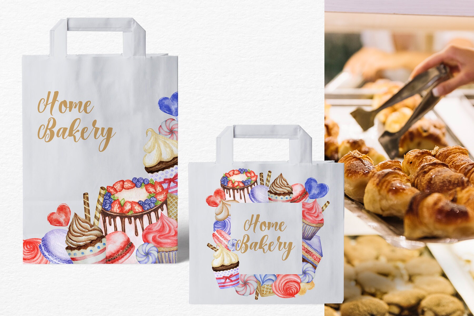 Bakery Logo Design Frame Watercolor, Baking Clipart Sweets Cakes ...
