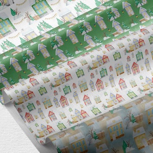 Christmas Winter Houses Digital Paper Watercolor Set Kids - Etsy