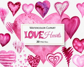 Valentines Day Watercolor Clipart Bundle Love Stickers | Etsy