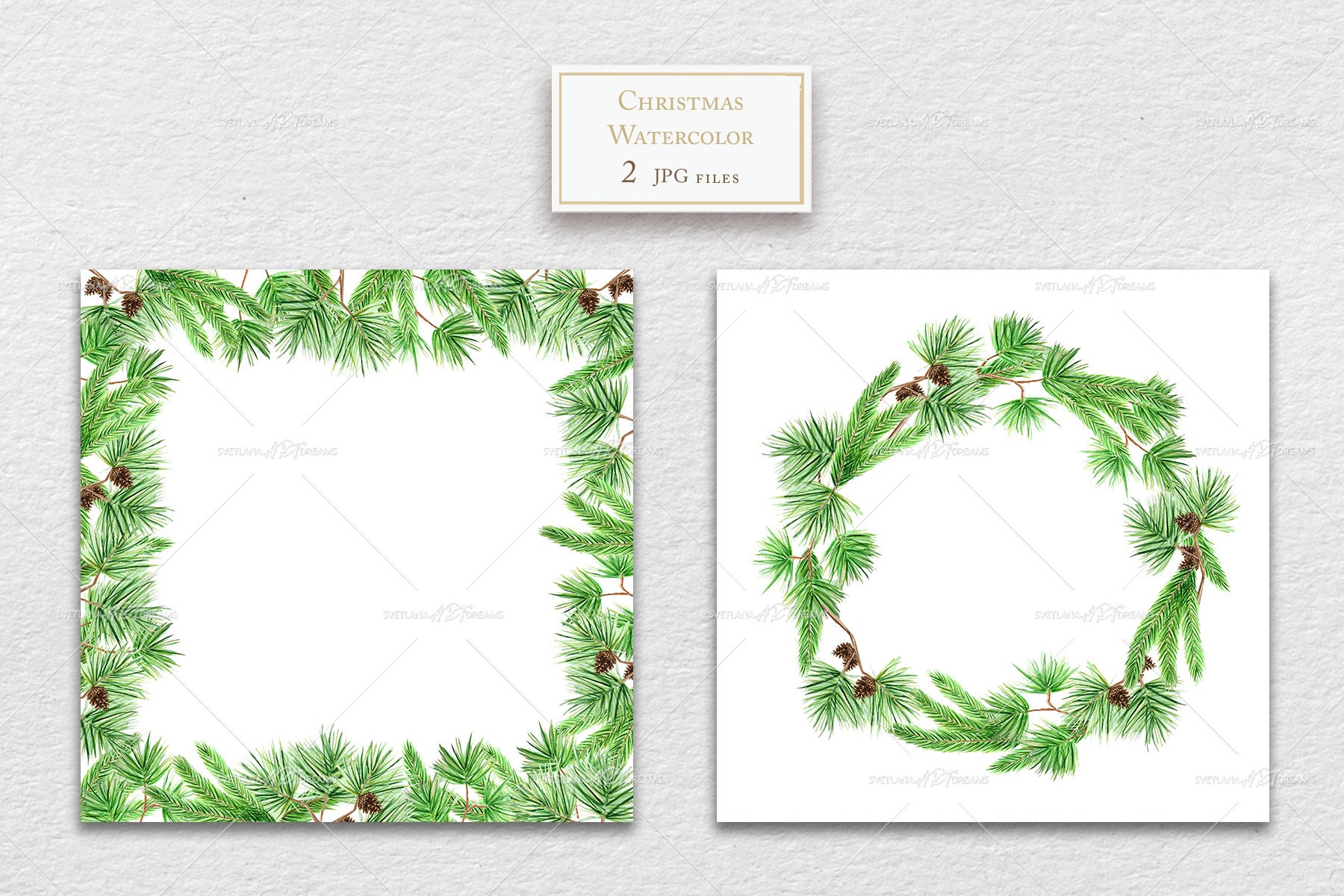 Watercolor Christmas Wreath PNG Winter Frame Clip Art, Holiday Xmas ...