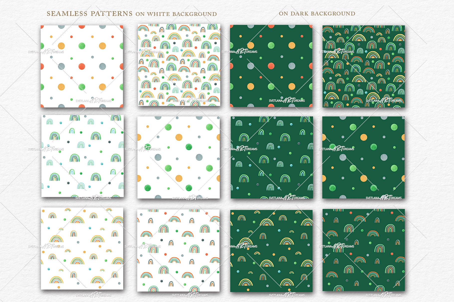 Watercolor RAINBOW Digital Paper Set Hand Painted Nursery Art - Etsy