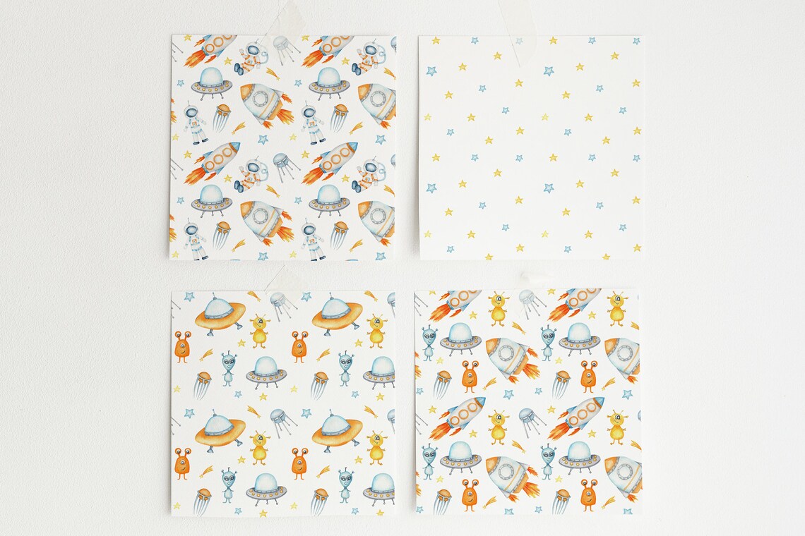 Watercolor Space Digital Paper Pack Outer Space Seamless - Etsy