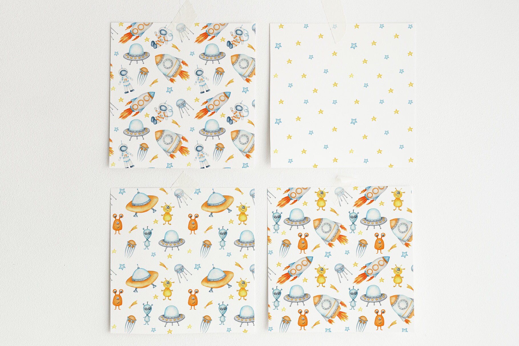 Watercolor Space Digital Paper Pack Outer Space Seamless - Etsy