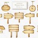 Watercolor Wooden Signs Clipart, Wood Arrow Boards, Rustic Wood Planks ...