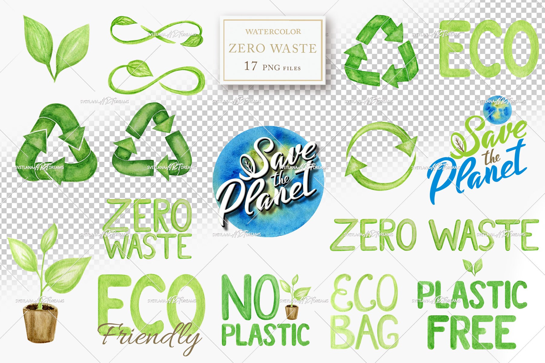 Reduce Reuse Recycle Signs Clipart. Zero Waste, Save the Earth, Eco ...