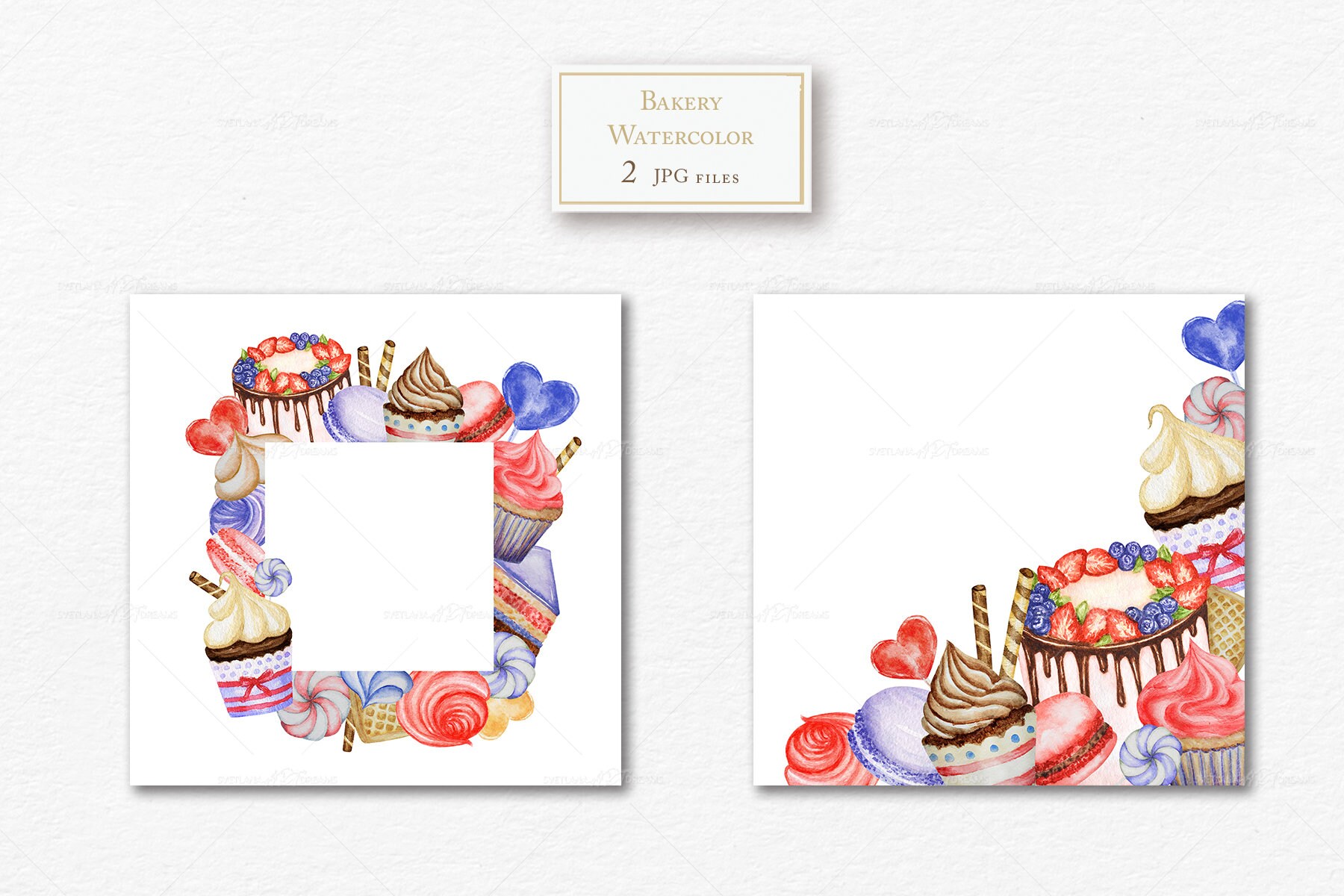 Bakery Logo Design Frame Watercolor, Baking Clipart Sweets Cakes ...
