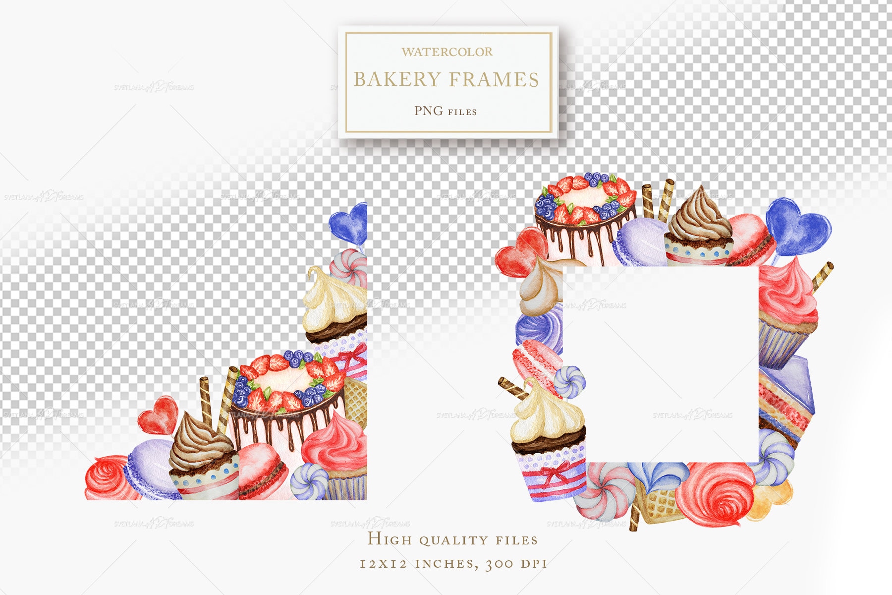 Bakery Logo Design Frame Watercolor, Baking Clipart Sweets Cakes ...