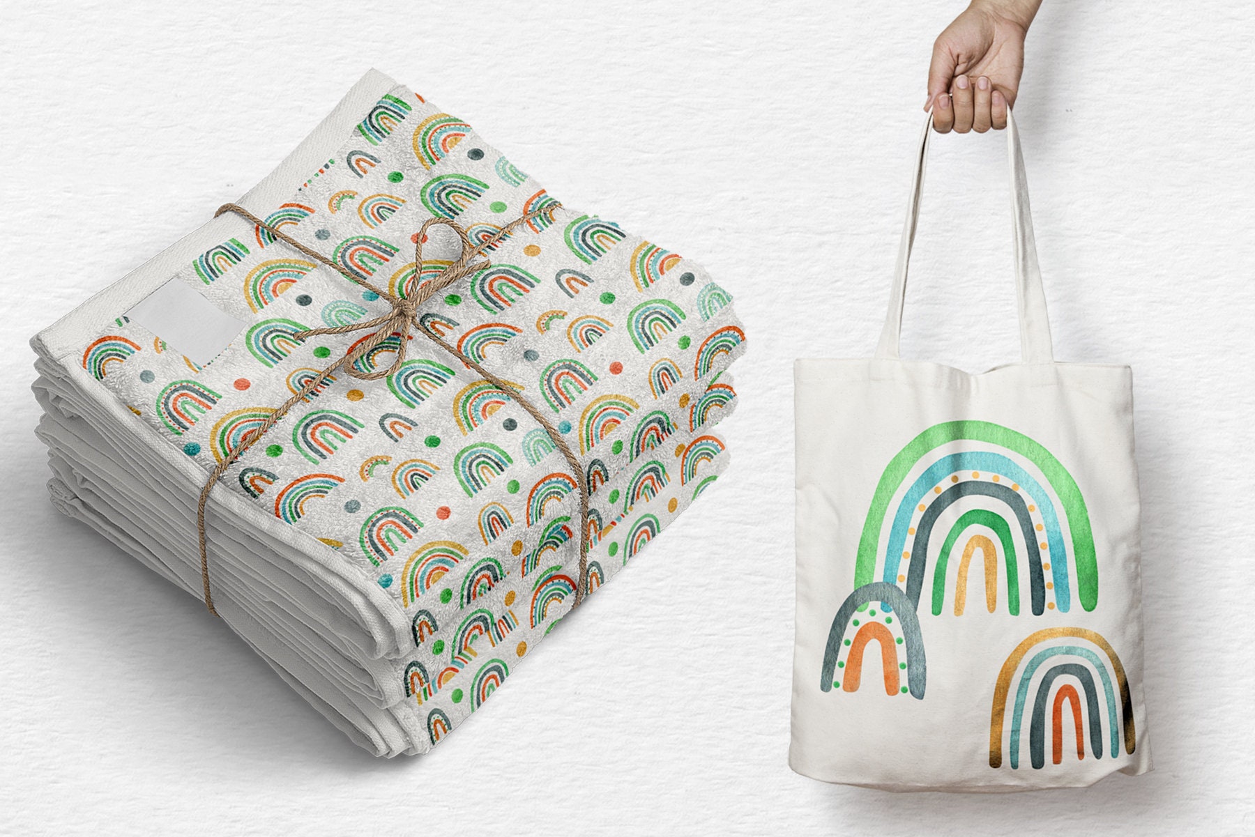 Watercolor Clipart BUNDLE Nursery RAINBOW Digital Paper Set. | Etsy