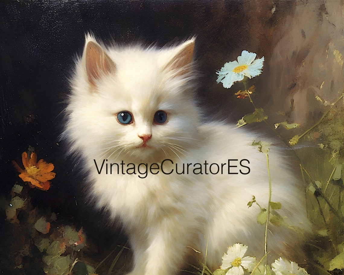 Vintage Cat Prints, Antique Animal Decor, Farmhouse Printable Art ...