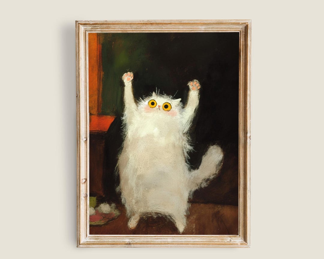 Funny Cat Prints, Fun Animal Print, Printable Art, Kitten Painting ...