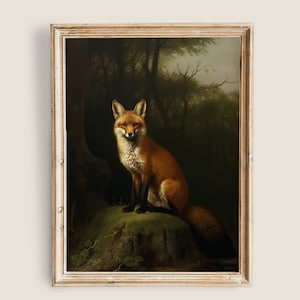 Fox Painting Vintage Art, PRINTABLE Art, Vintage Animal Art, Moody Dark ...