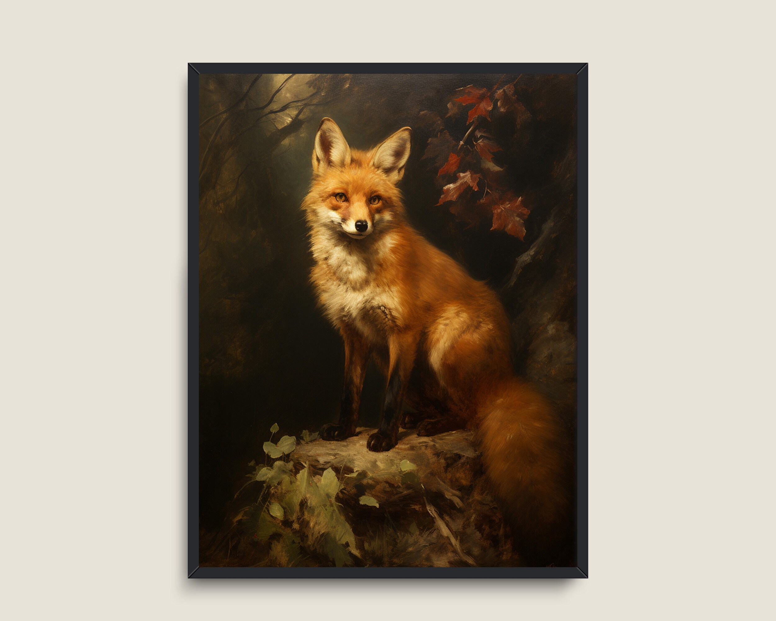 Red Fox Painting Vintage Art, PRINTABLE Art, Vintage Animal Art, Cozy ...