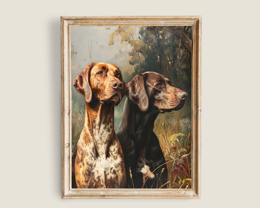 Hunting Dogs Vintage Art, PRINTABLE Art, Vintage Dog Art, Moody Dark ...