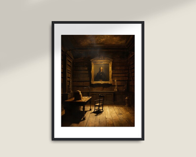 Dark Academia Decor, Vintage Library Print, Moody Wall Art PRINTABLE ...